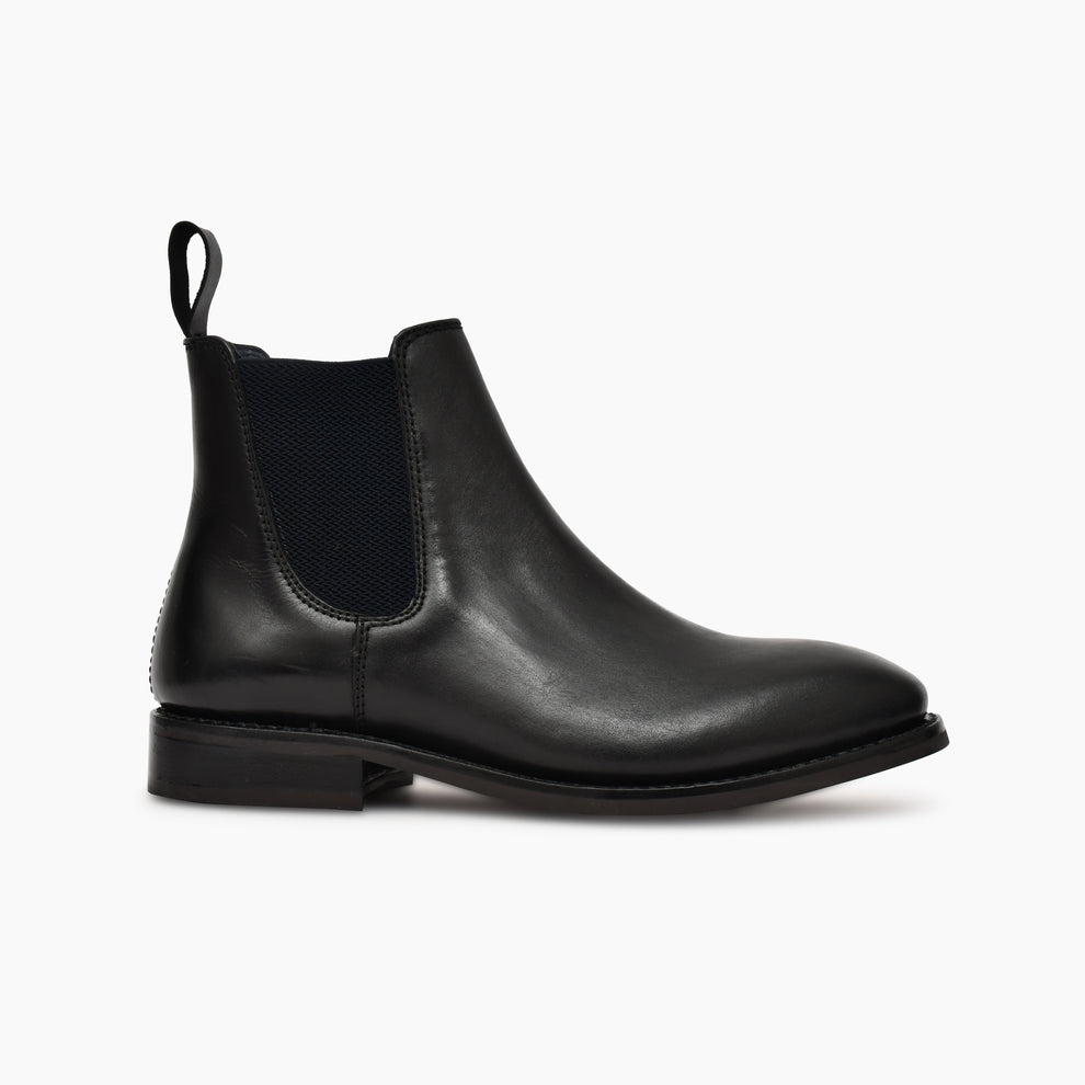 Black Leather Goodyear Welted Chelsea Boots | CHISEL